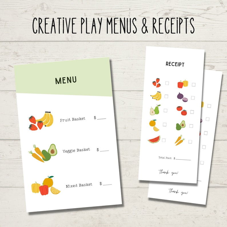 Printable Farmers Market Stand Menus and Receipts for Kids - Etsy