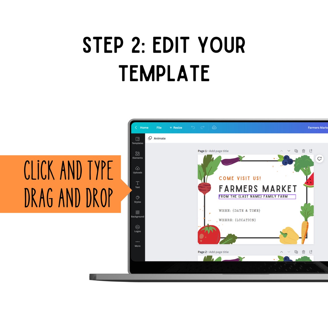 Farmers Market Stand Event Flyer EDITABLE TEMPLATE Easily - Etsy