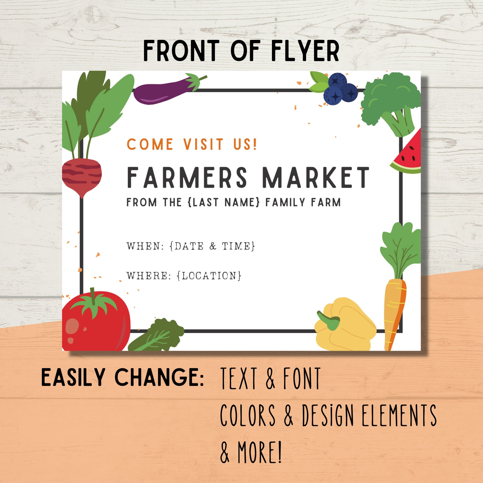 Farmers Market Stand Event Flyer EDITABLE TEMPLATE Easily - Etsy