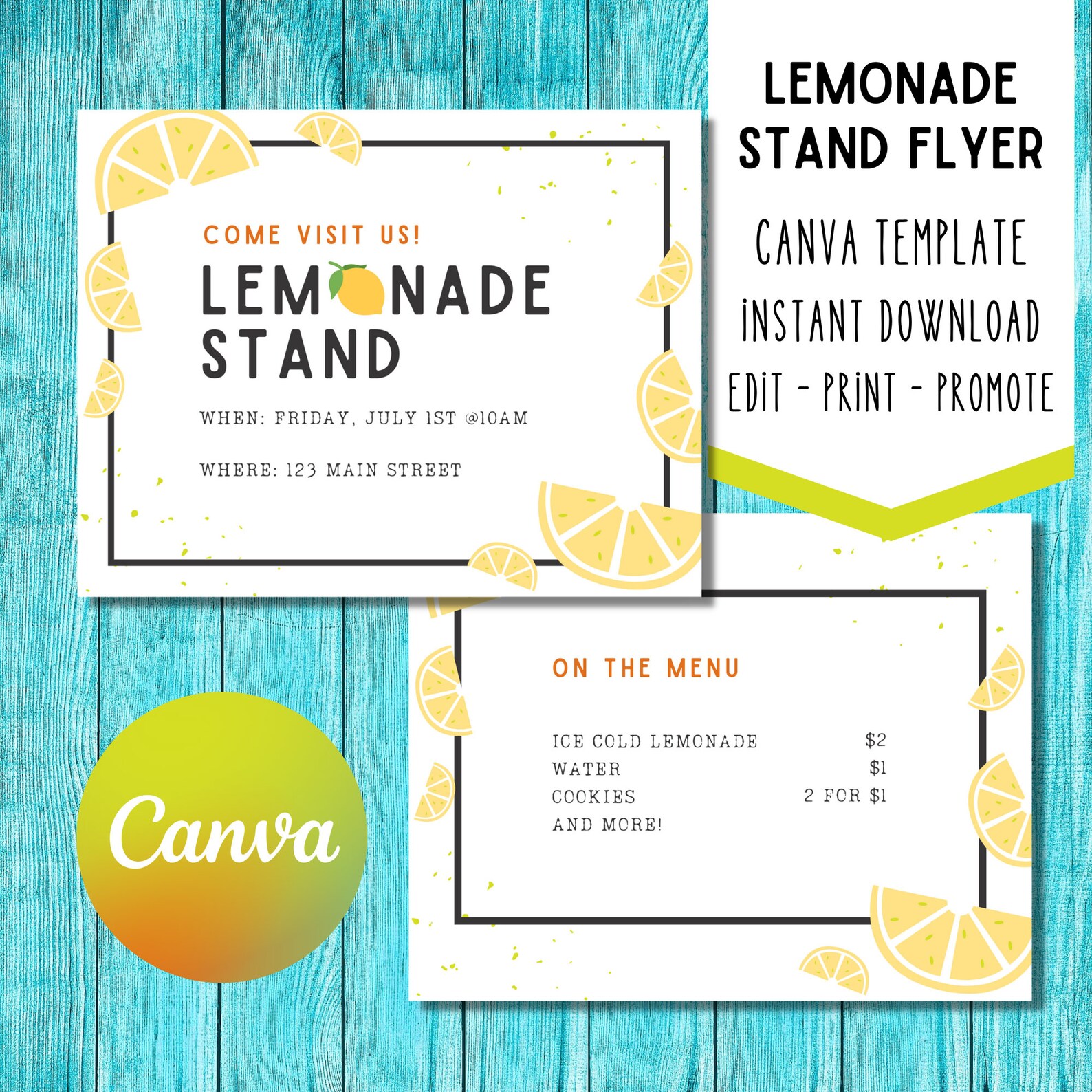 Lemonade Stand Event Flyer EDITABLE TEMPLATE Easily - Etsy