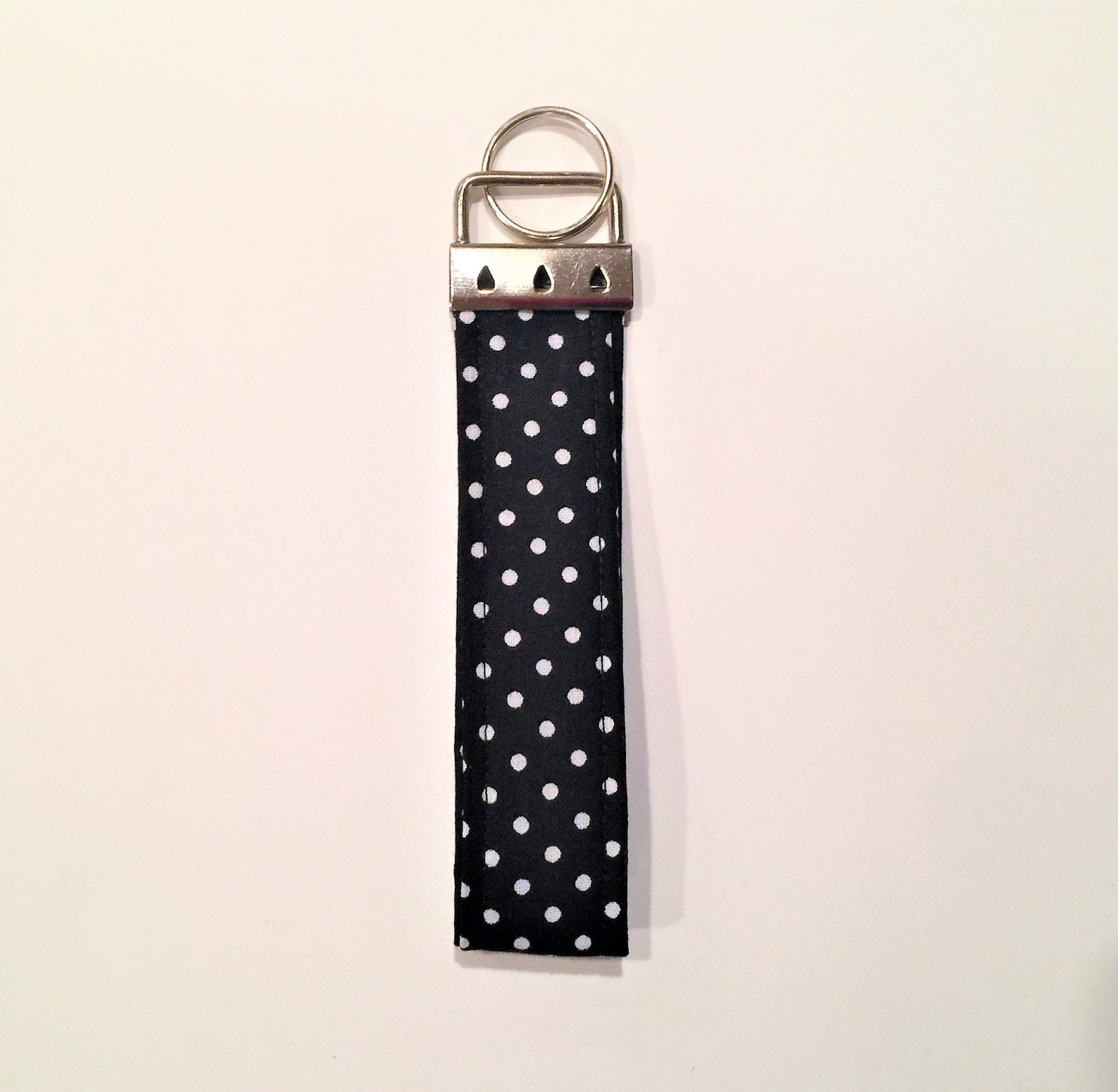 Black Short Lanyard, Black Key Wristlet, Black Keychain, Polka Dot Key ...