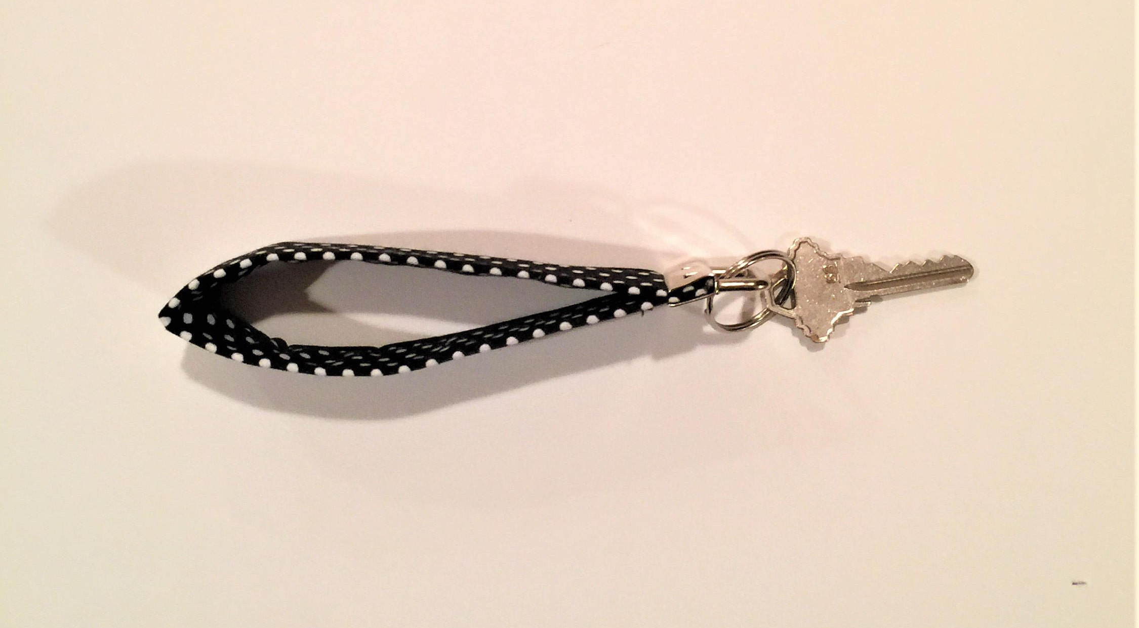 Black Short Lanyard, Black Key Wristlet, Black Keychain, Polka Dot Key ...