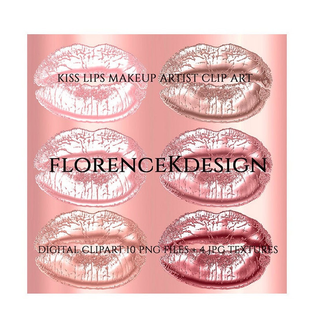 Kiss Lips 10 PNG FILES Digital Clipart Commercial Use Makeup Artist ...