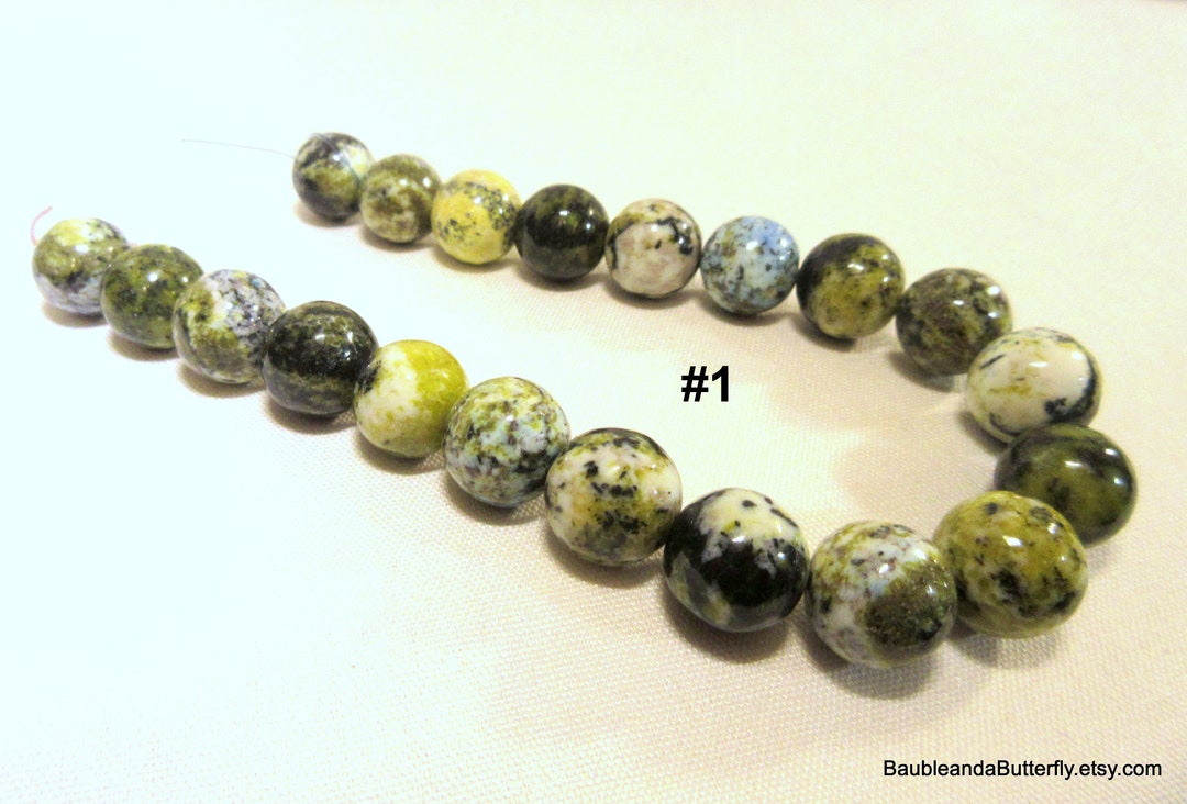 Parrot Wing Jasper, Jasper Beads, Green Stone Bead, Round Beads, Mixed ...