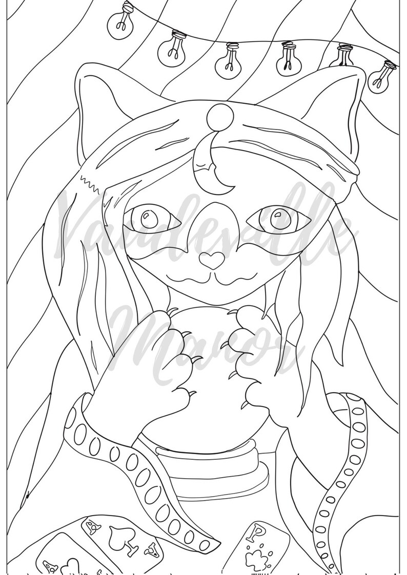 Cat Fortune Teller, Vintage Circus, Colouring Page - Etsy