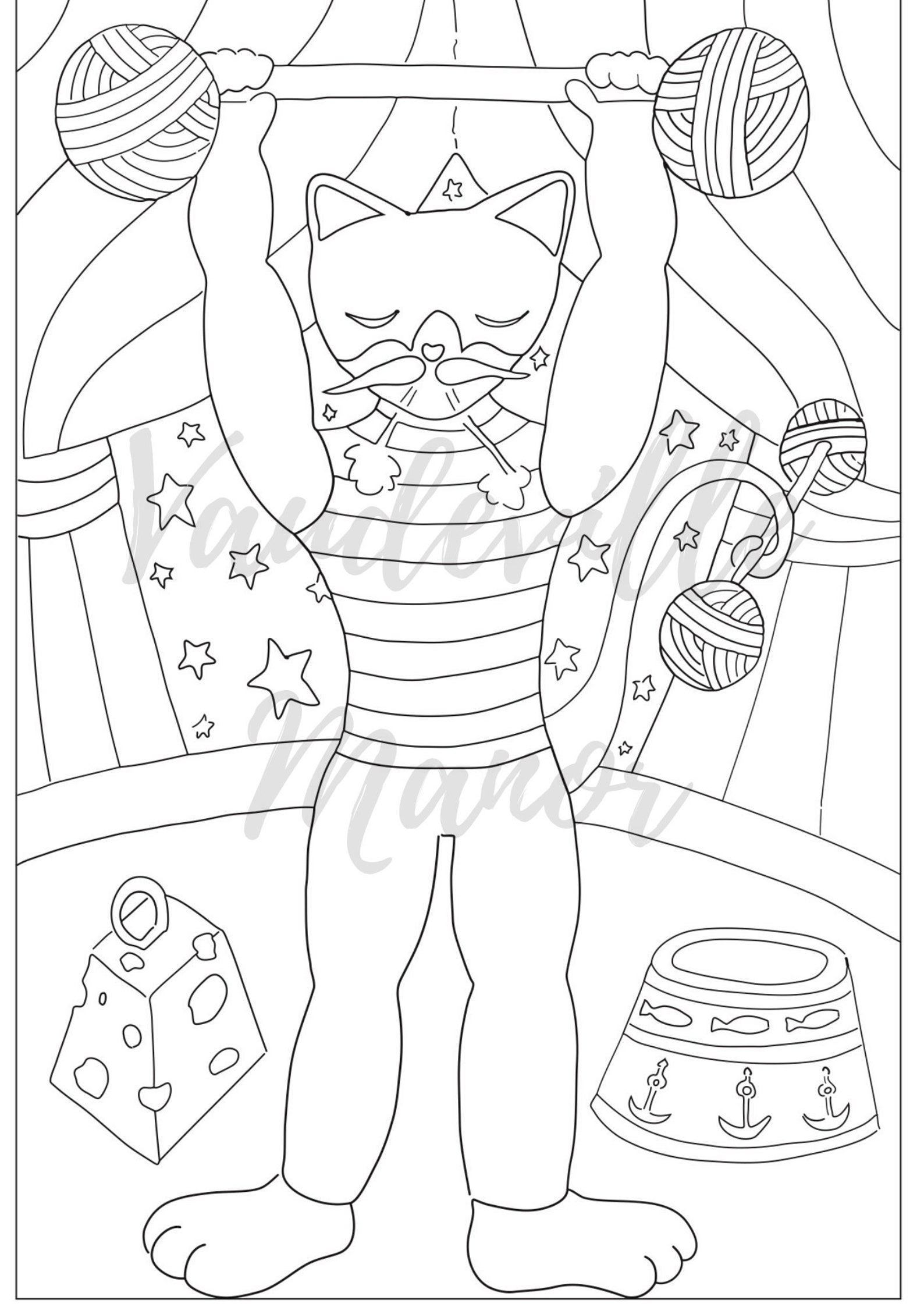 Strongman Vintage Circus Colouring Page - Etsy