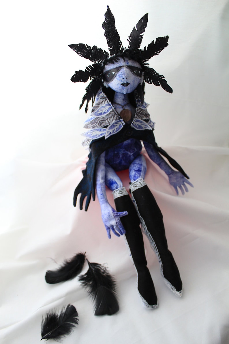 OOAK Textile Doll, Art Doll, Pagan, Crow Feathers - Etsy