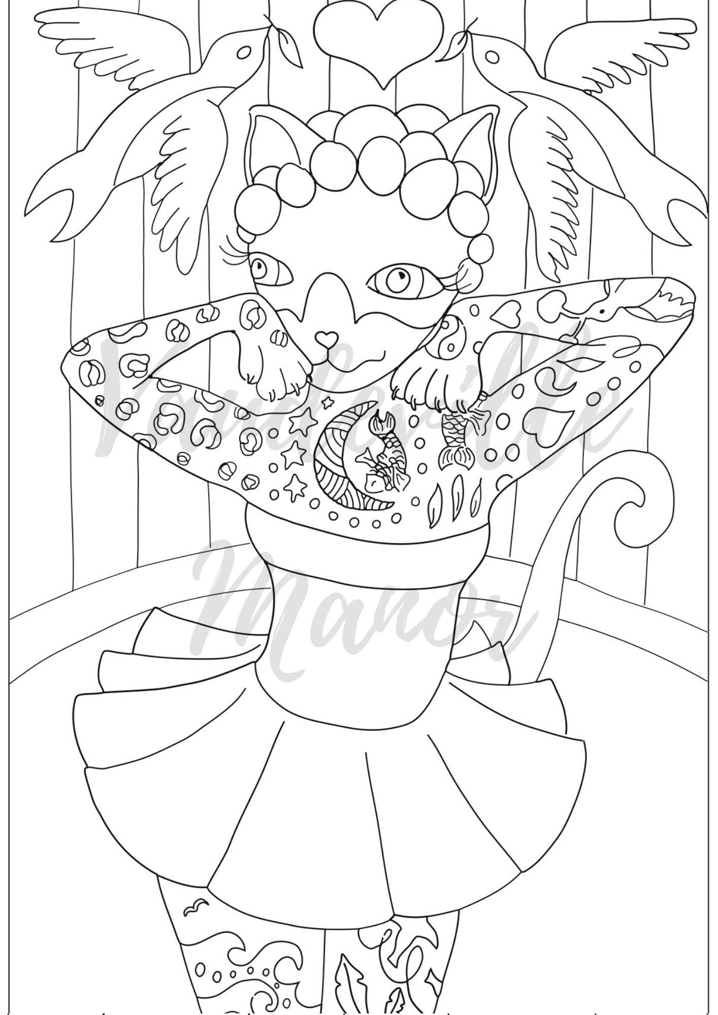 Tattooed Lady Colouring Page - Etsy