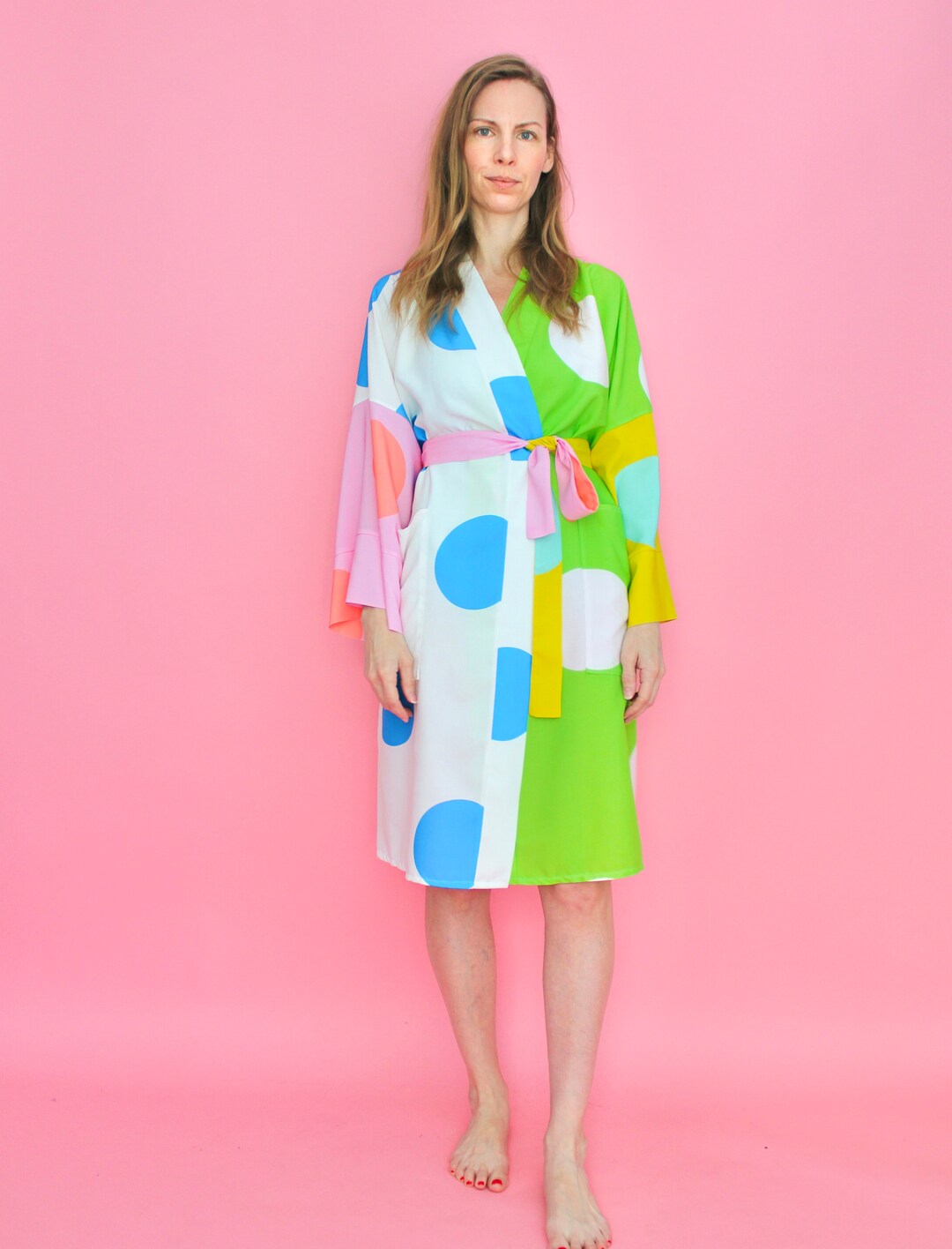 Pretty Housecoat, Robe in Dopamine Polka Dot/custom Lengths - Etsy