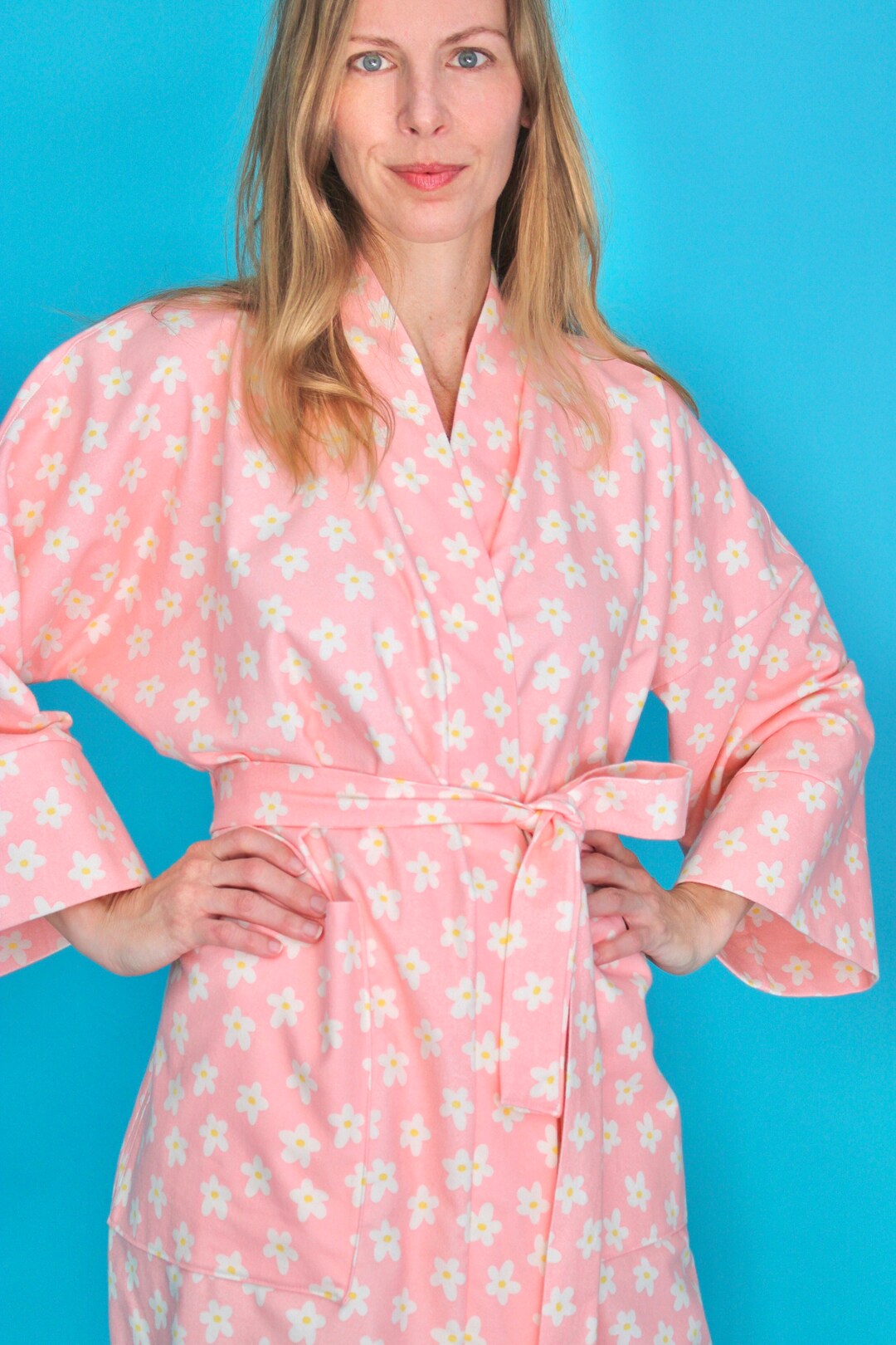 Cozy Housecoat / Robe in Flannel Pink Posie - Etsy