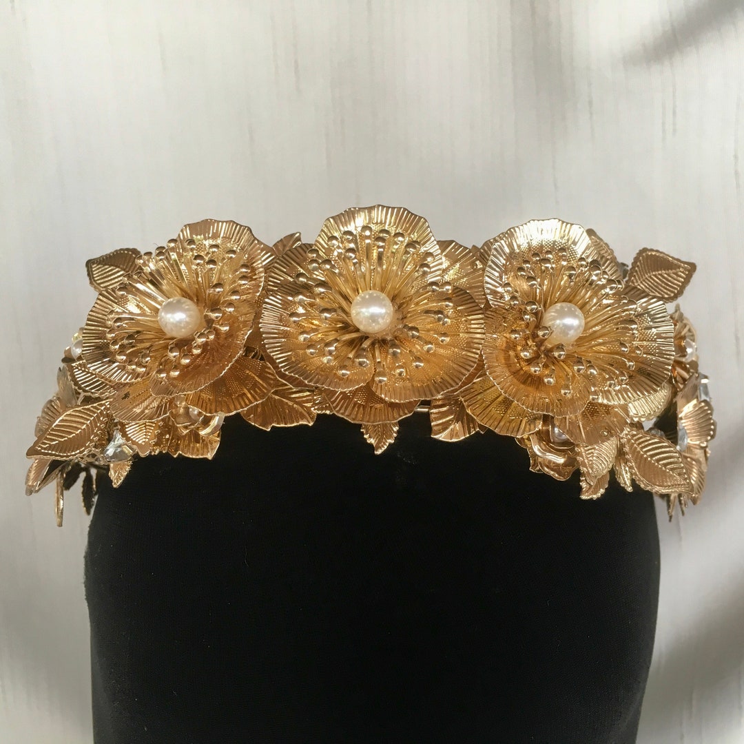 Rosie, Golden Flower Crown, Fascinator , Raceday Headpiece, Wedding ...
