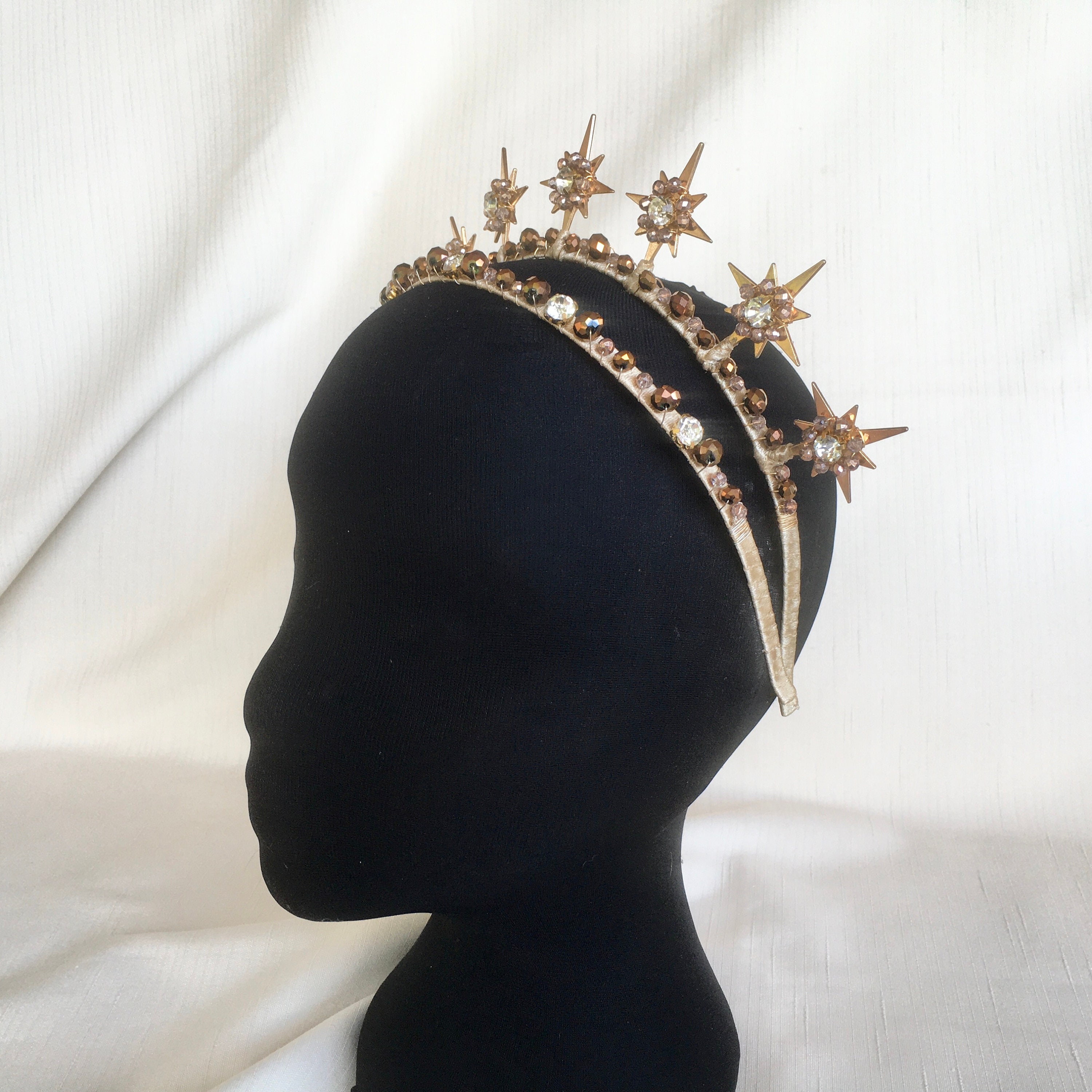 Selena, Gold Star Double Band Crown, Star Tiara, Bridal Headpiece ...