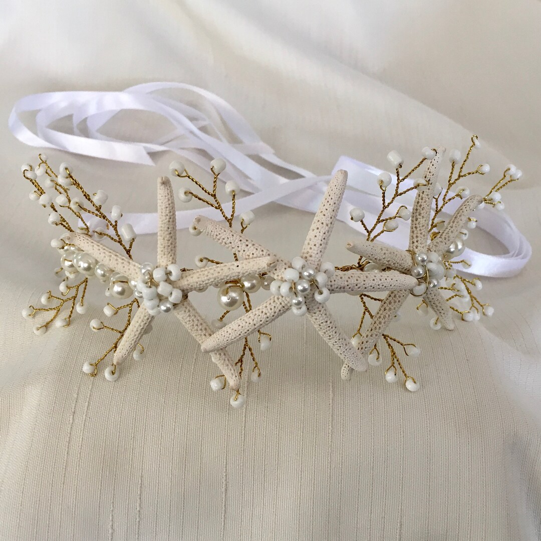Lola Starfish Headband, Beach Wedding Hair Vine, Beach Bride Headpiece ...