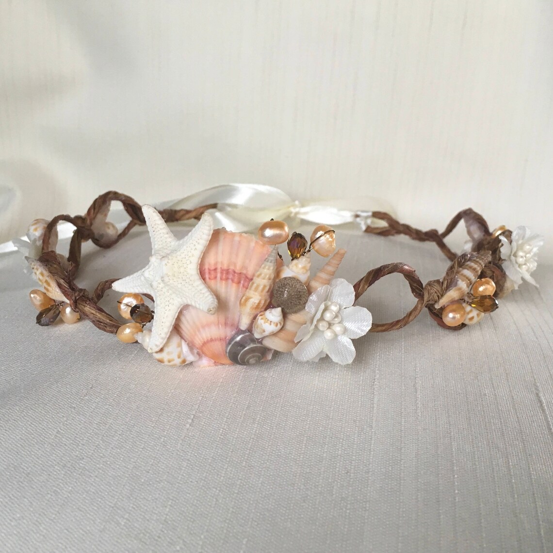 Calypso Rustic Shell Crown, Beach Bride Headpiece - Etsy UK
