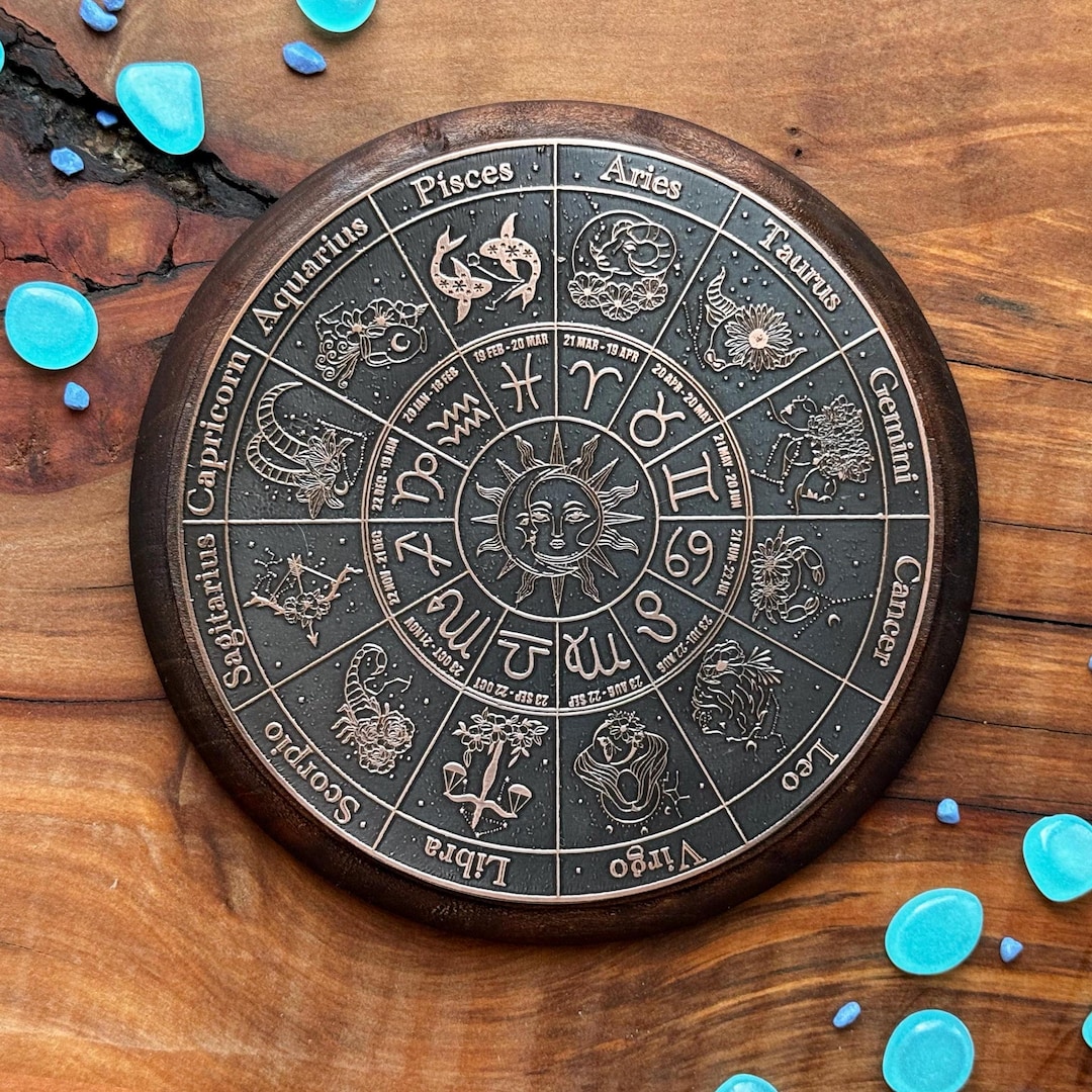 Zodiac Wheel Gift Boar for Magic Ritual, Astrology Guide, Astrological ...