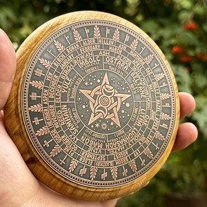 Wiccan Decor Copper Ogham Tree Calendar, Wheel of the Year Wood, Pagan ...