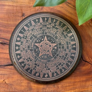 Wiccan Decor Copper Ogham Tree Calendar, Wheel of the Year Wood, Pagan ...
