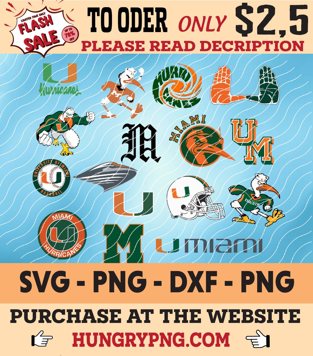 Miami-hurricanes Football Team Svg Miami-hurricanes Svg - Etsy