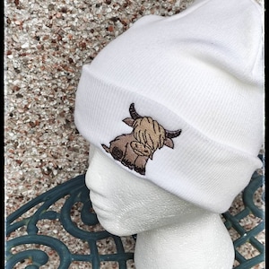 Highland Cow Beanie, Highland Cow Hat,embroidered Adult Hat Unisex ...