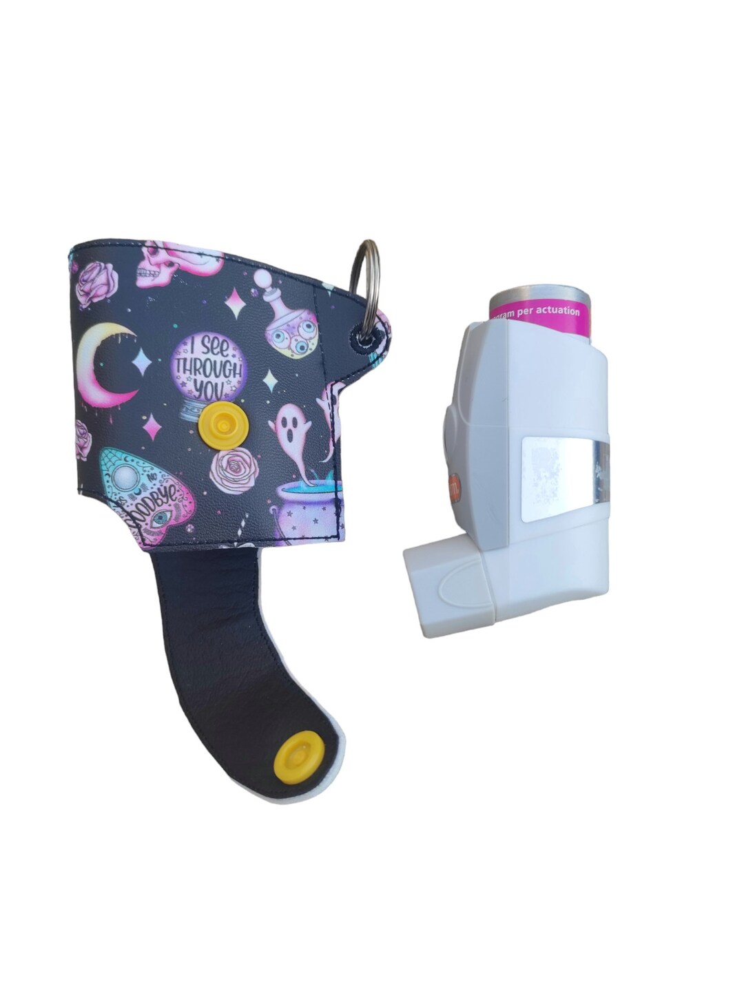 Witchy Fabric Inhaler Holder, Inhaler Case Keyring, Proair, Ventolin ...