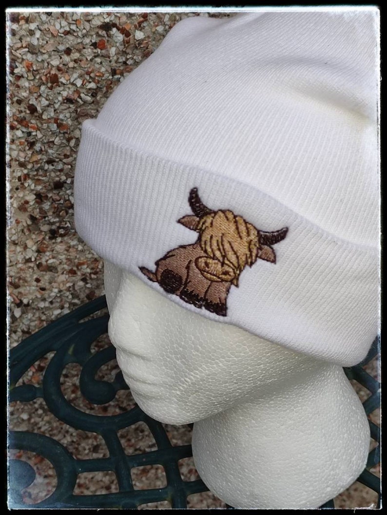 Highland Cow Beanie Highland Cow Hatembroidered Adult Hat - Etsy