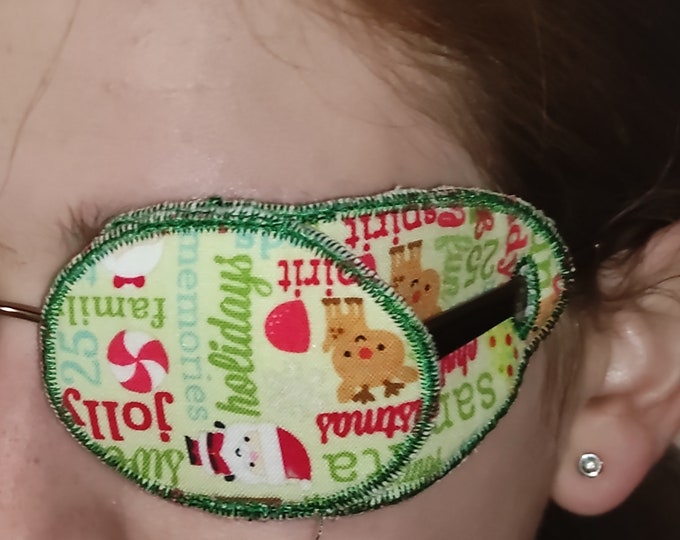 Candy Cane Holiday Adult Eyepatch, Handmade Fabric Eyepatch/ Vision ...
