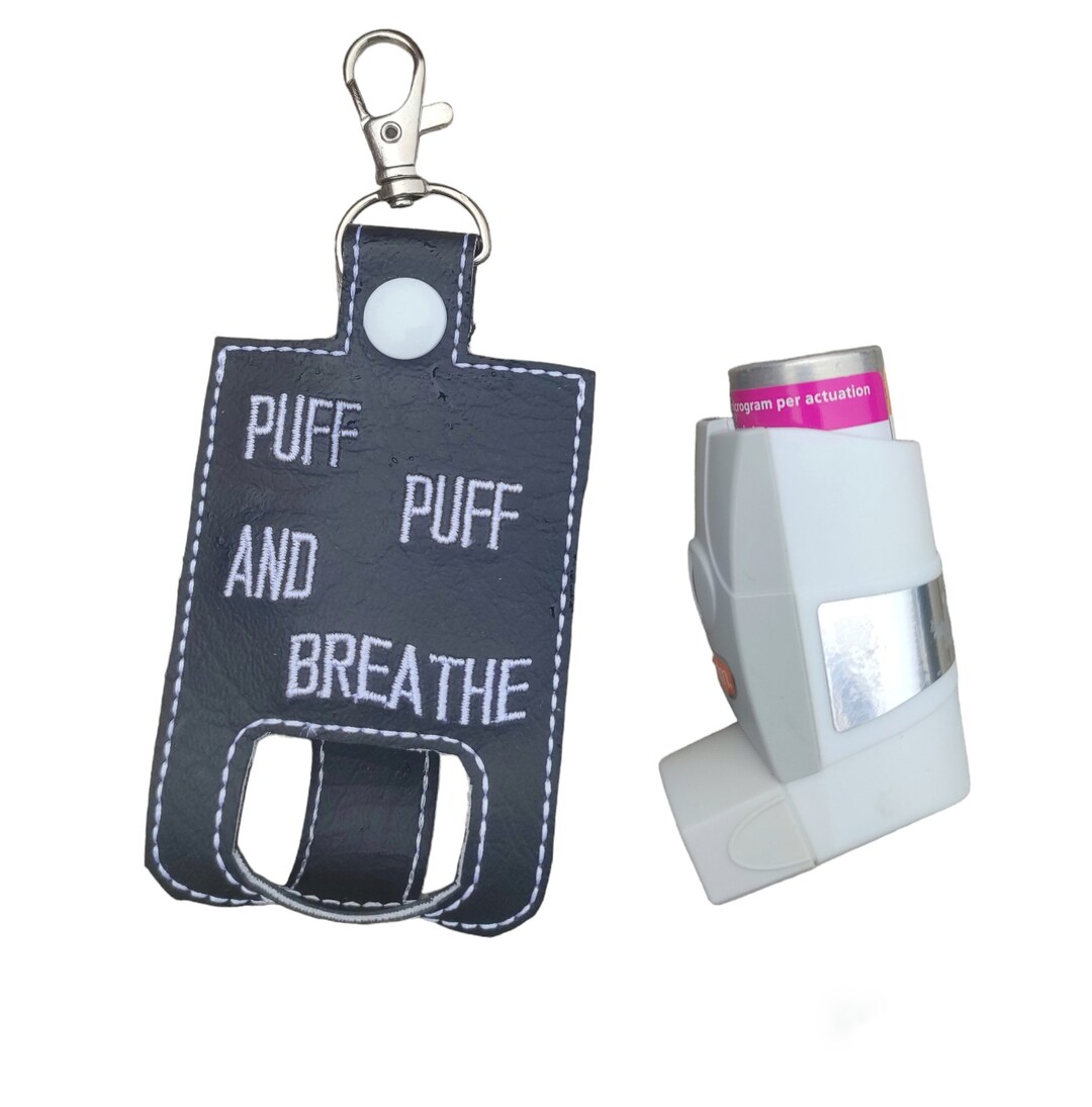 Inhaler Holder, Inhaler Case Keyring," Puff Puff and Breathe", Inhaler ...