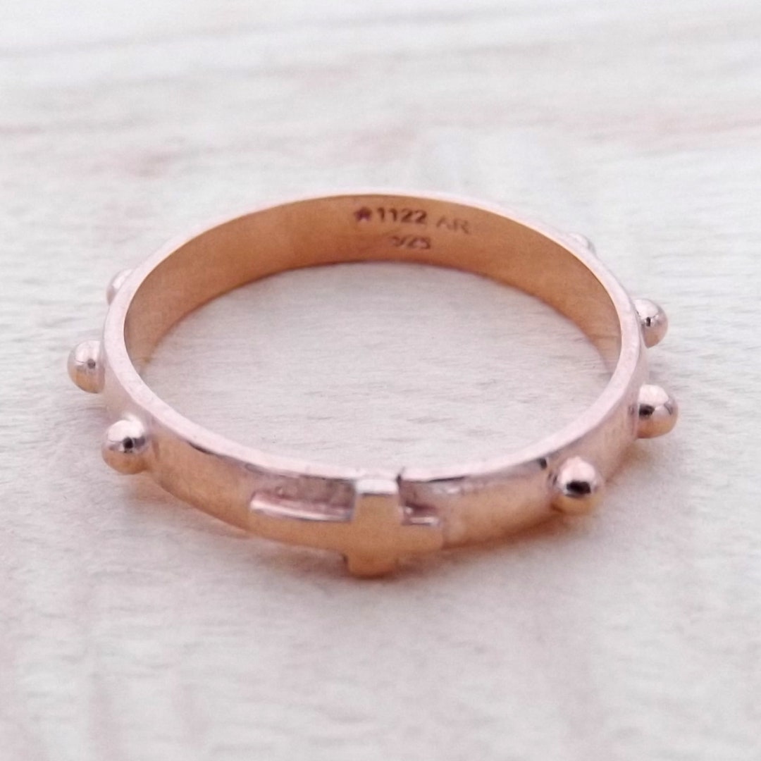 Rosary Ring, Record Ring, Silver Record 925 Plated Rose Gold, Silver ...