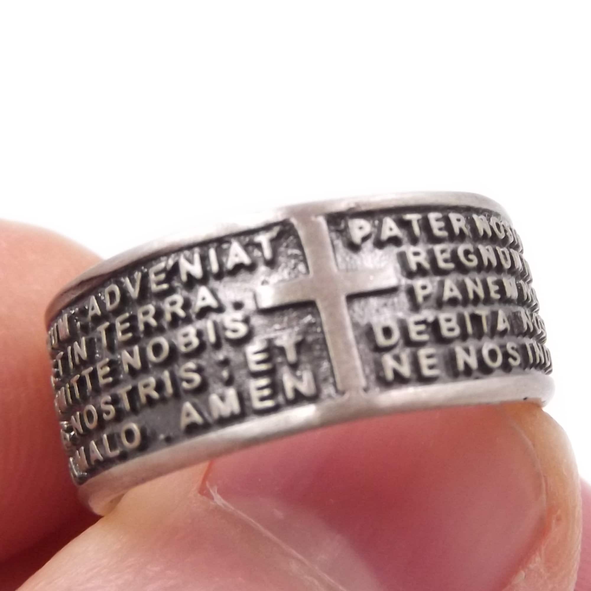 Anello Padre Nostro in Latino, fascia argento 925, Anello religioso ...