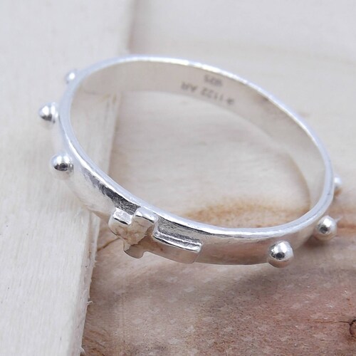 Rosary Ring in 925 Sterling Silver Religious Ring With - Etsy