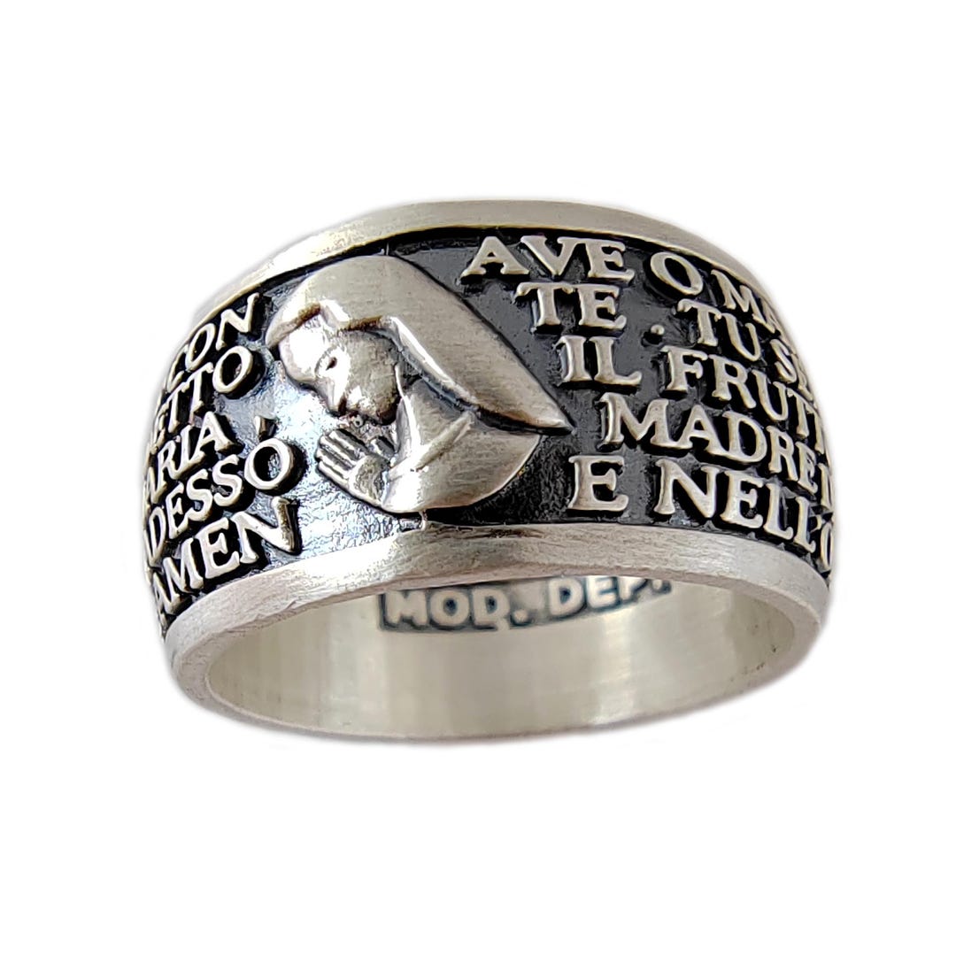 Ave Maria Prayer Ring in 925 Sterling Silver, Religious Jewelry ...