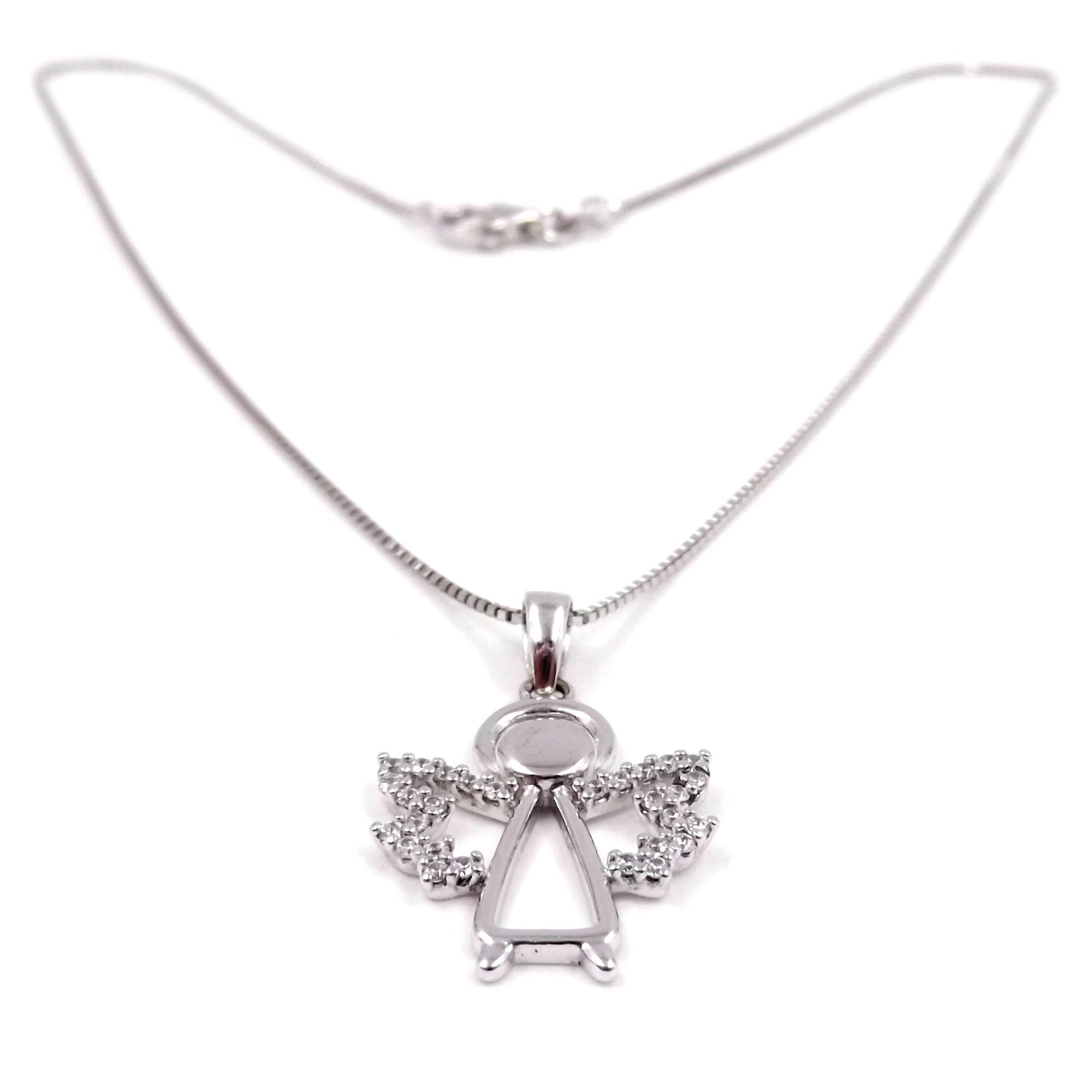 Women's 925 Silver Angel Pendant Necklace With Zircons - Etsy