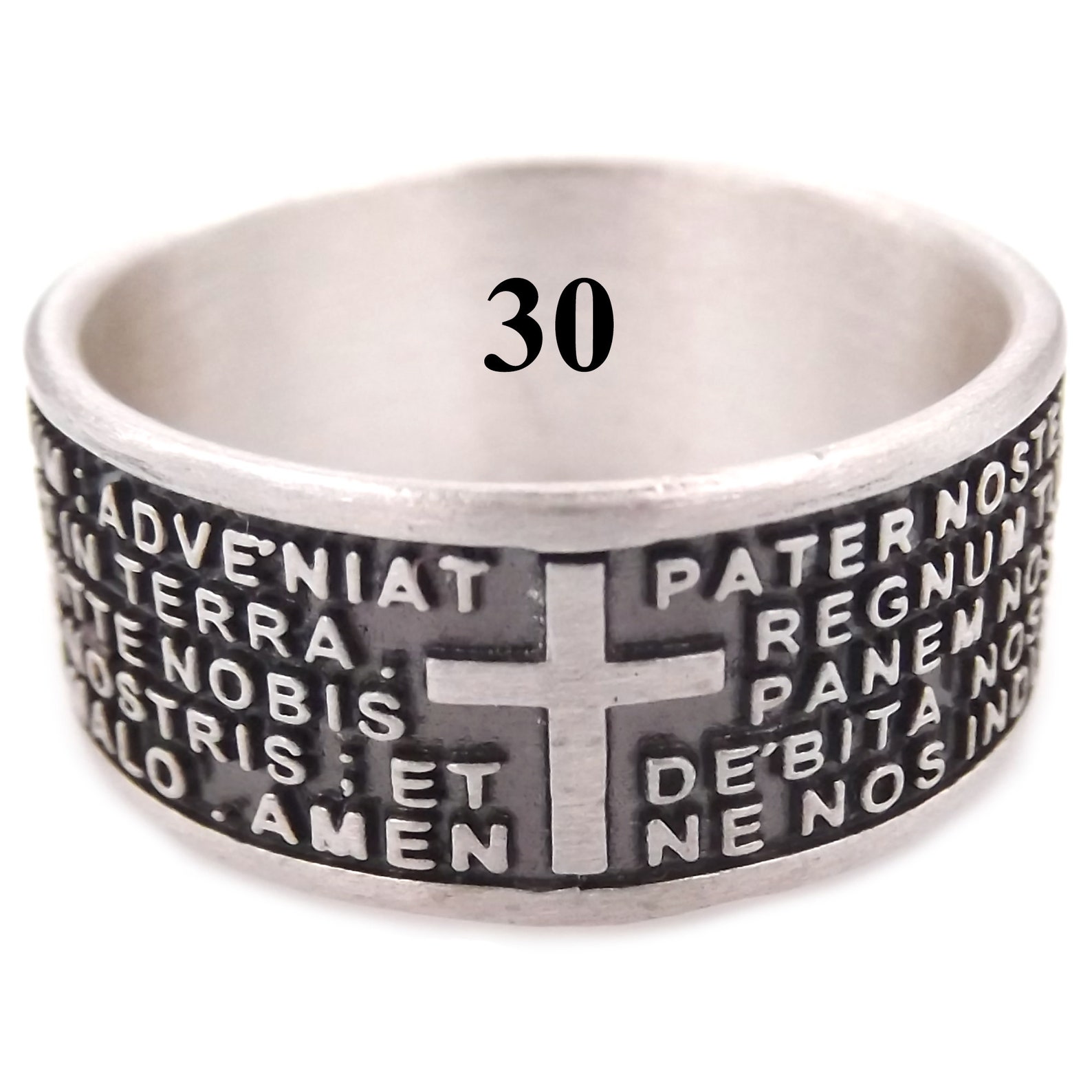 Men's Ring in 925 Silver Prayer Ring in Latin Our Father - Etsy