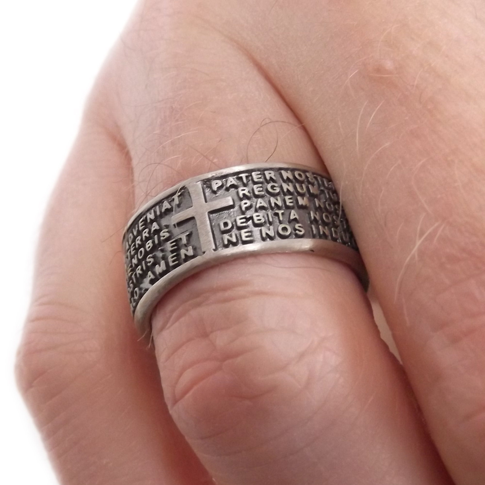 Men's Ring in 925 Silver Prayer Ring in Latin Our Father - Etsy