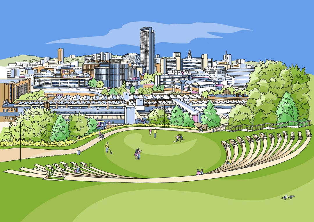 Yorkshire Sheffield Drawing; Amphitheatre, Architecture, Landscape ...