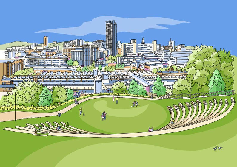 Yorkshire Sheffield Drawing; Amphitheatre, Architecture, Landscape ...