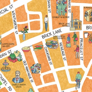 Cool Vibes East London; Brick Lane - Illustrated Map Showing Local ...