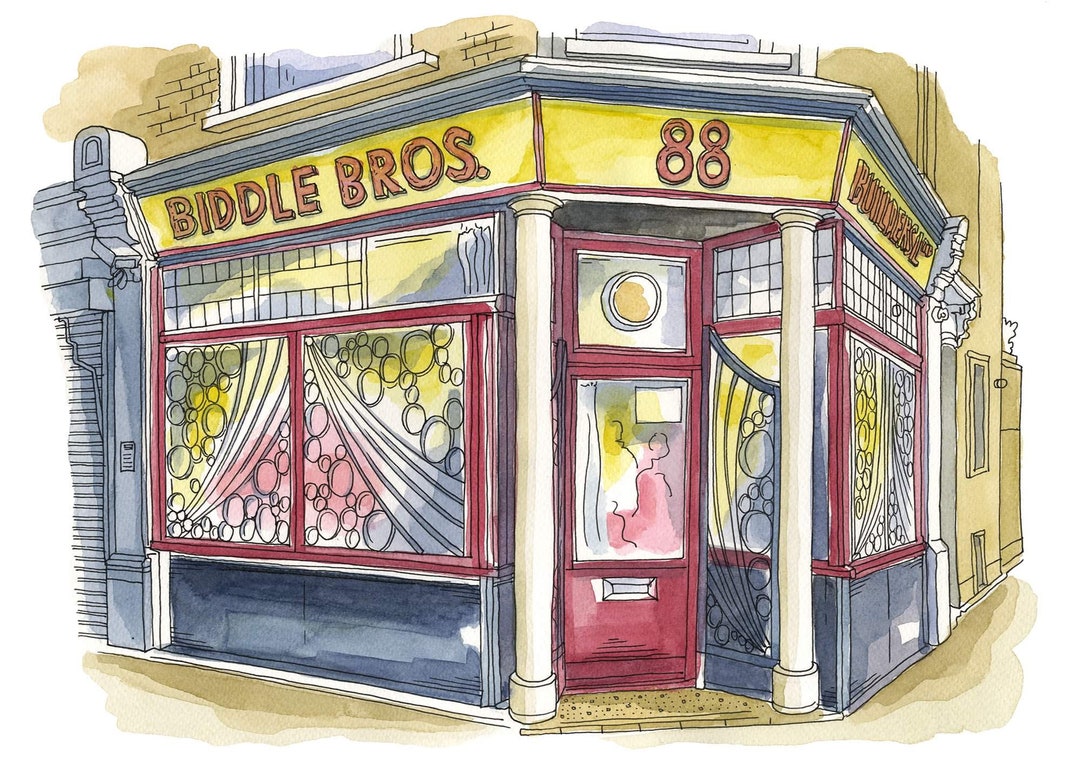 Biddle Bros; Signed Artist’s Print From Drawing of Popular Bar in ...