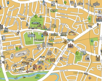 Illustrated Map of South West London History and Culture - Etsy