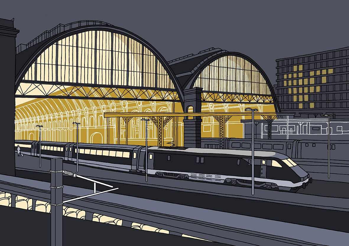 Graphic Railway Illustration Giclee Print King's Cross - Etsy UK
