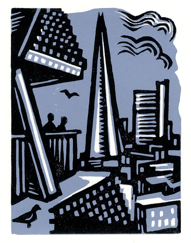 Handmade Woodblock Print of the Shard From Tate Modern London - Etsy