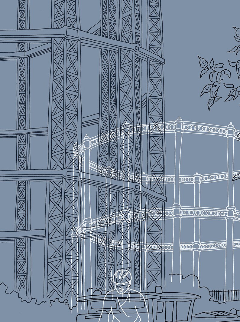 London Gasometers Print: Regent's Canal, Industrial Architecture Art - Etsy