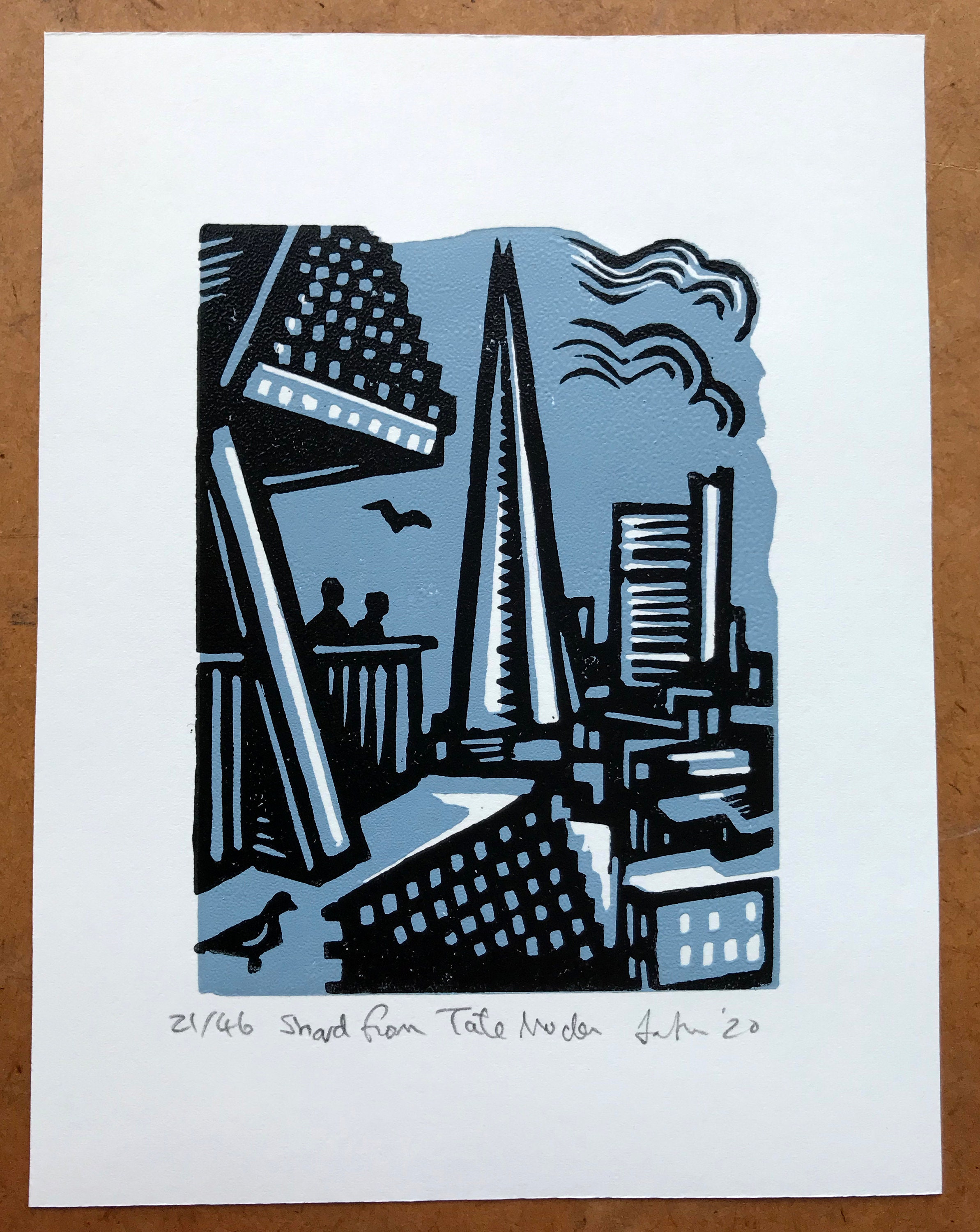 London Skyline Art; Handmade Shard Handmade Woodblock Print: Signed ...