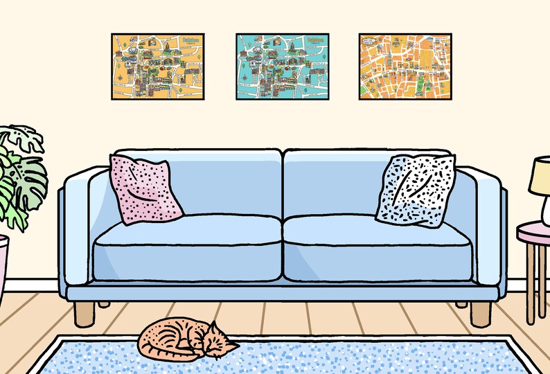 Dalston Map Illustration Stylised, Lively Streets and Buildings ...