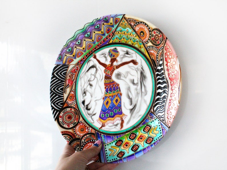 Decorative plate African dance African style | Etsy