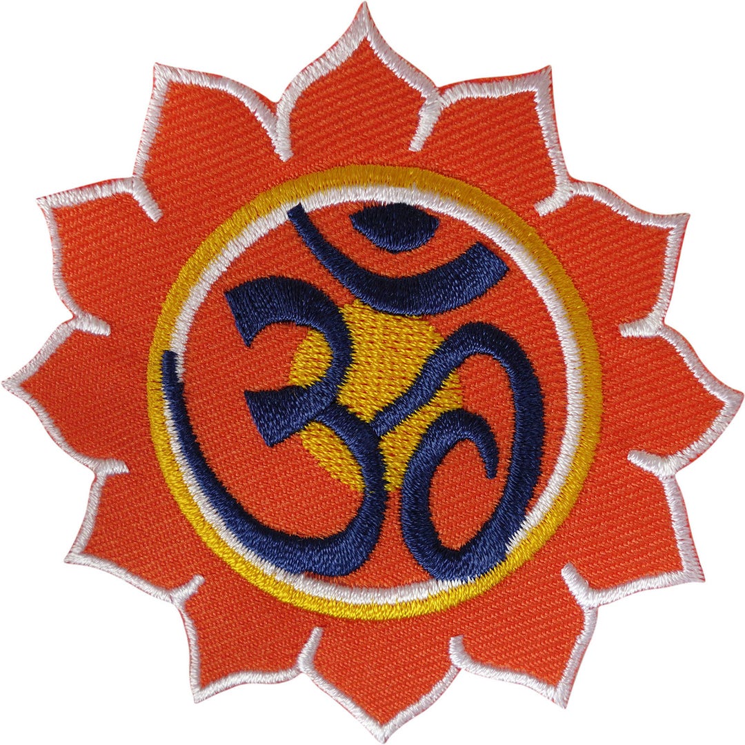Om Patch Iron on Sew on Aum Symbol Flower Embroidered Badge Embroidery ...