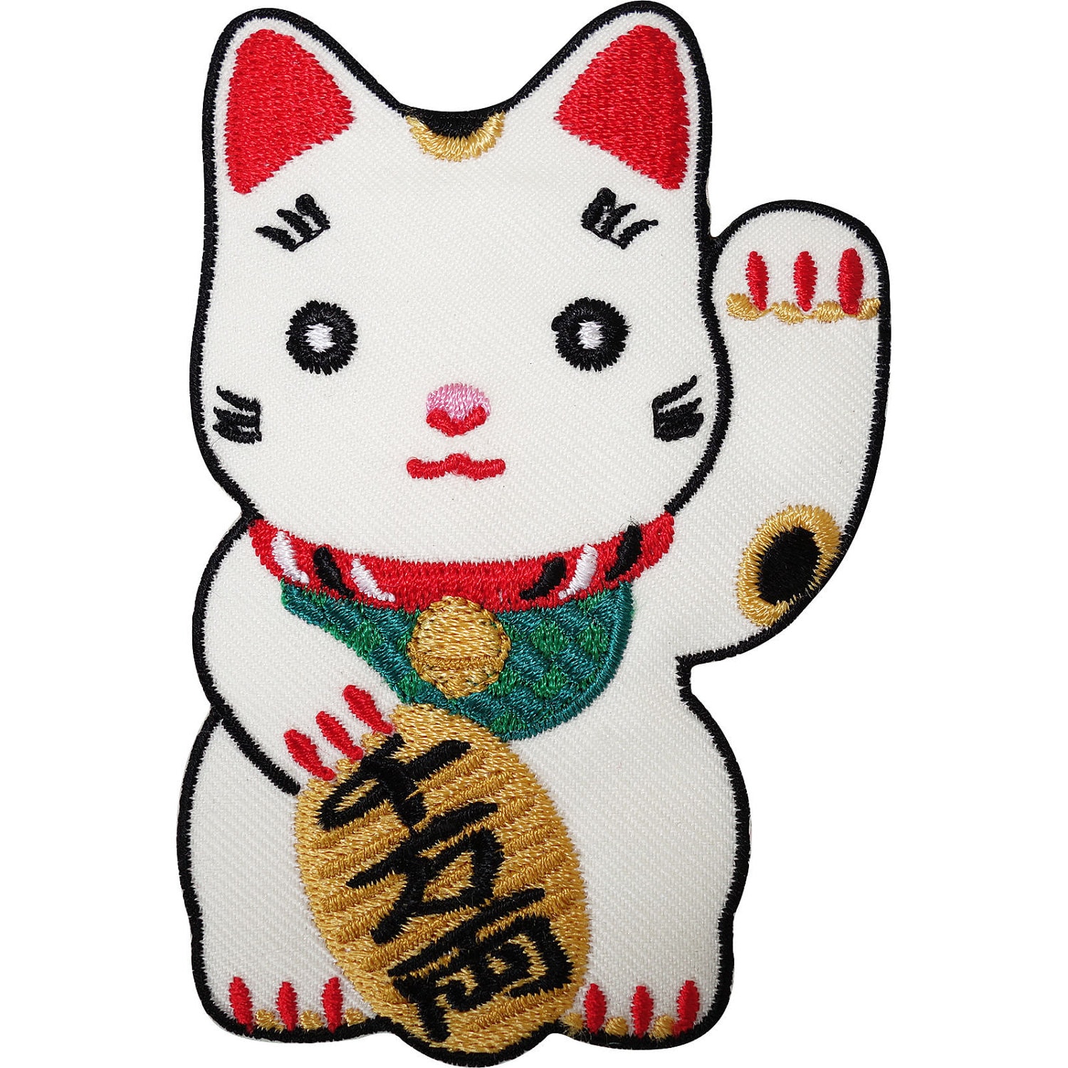 Japanese Lucky Waving White Cat Embroidered Iron / Sew on - Etsy