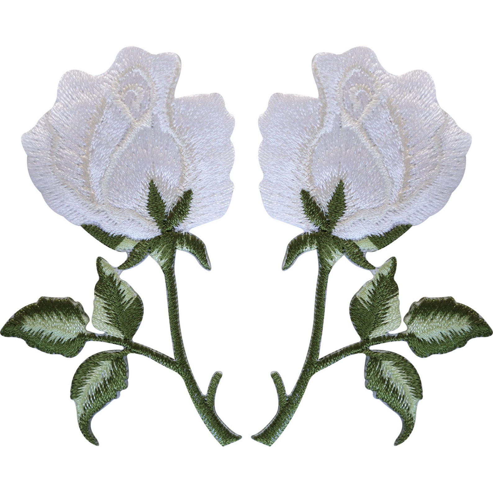 Pair of White Rose Patches Iron on Sew on Embroidered Roses - Etsy