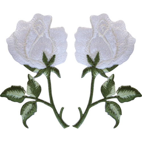 White Rose Badge Iron on Patches Jacket Patch Floral Patches - Etsy