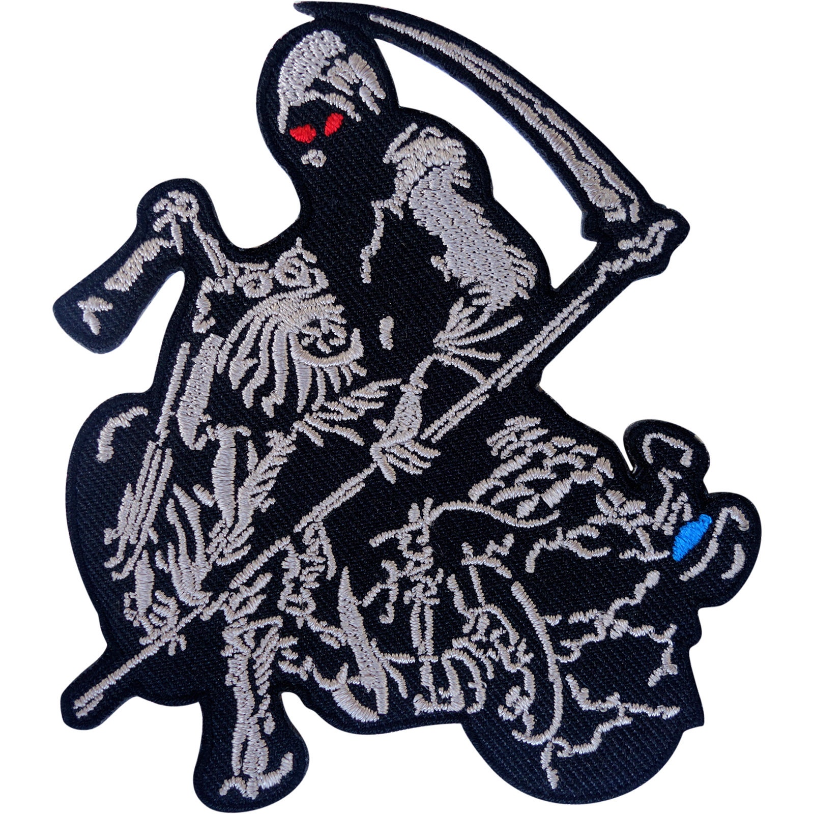 Grim Reaper Chopper Patch Iron on Sew on Motorcycle Motorbike | Etsy